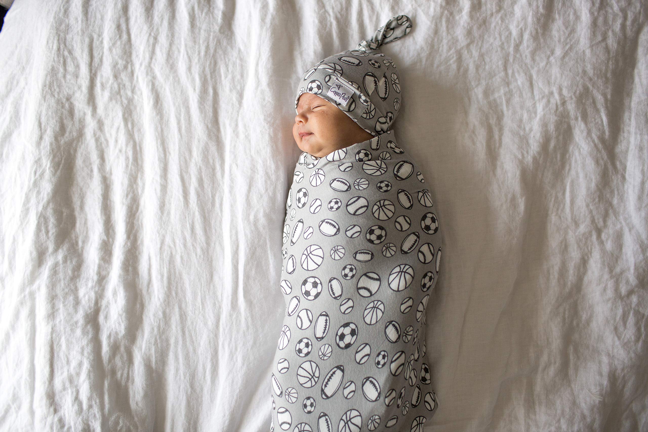Large Premium Knit Baby Swaddle Receiving Blanket "Champ" by Copper Pearl