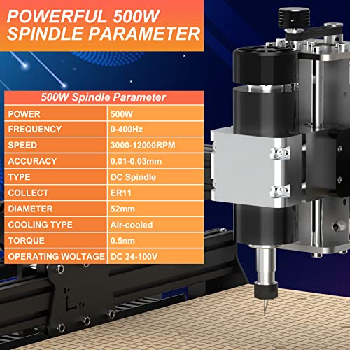 500W CNC Router Machine, 4540 CNC Machine for Metal, 3-Axis Stainless Steel Engraving Milling Machine for Carving Cutting Wood Acrylic PCB MDF Nylon, Working Area 430x390x90mm (16.9x15.4x3.5β)