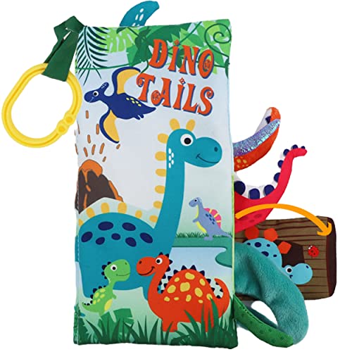 Dinosaur Baby Books Toys Touch Feel Cloth Soft Crinkle Books for Babies,Infants,Toddlers, Baby Books 0-6 Months 1 year Old Book Sensory Toy, Car & Stroller Toys Baby Girls Boys Shower Gifts,Dino Tails