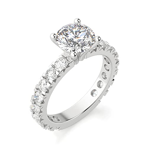 3.11 CT Round Moissanite Engagement Ring Wedding 925 Sterling Silver,10K/14K/18K Solid Gold Wedding Ring Set Solitaire Accent Halo Style, Silver Anniversary Promise Ring Gift for Her (moissanite)