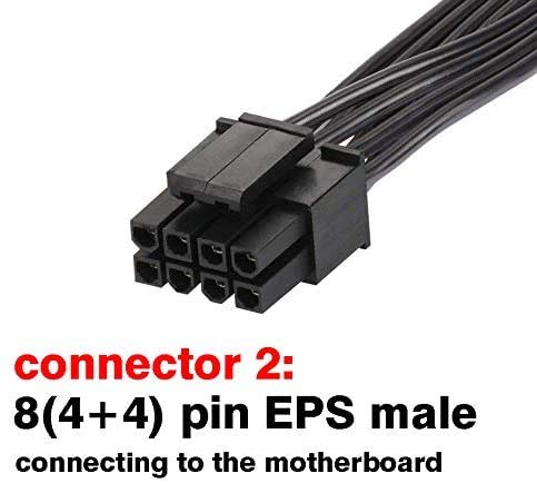 TeamProfitcom CPU 8 Pin Power Extension Cable ATX CPU 8 Pin Female to 8(4+4) Pin Male EPS Extension Cable for Motherboard (Not PCI-e VGA) 12 Inches (2 Pack)