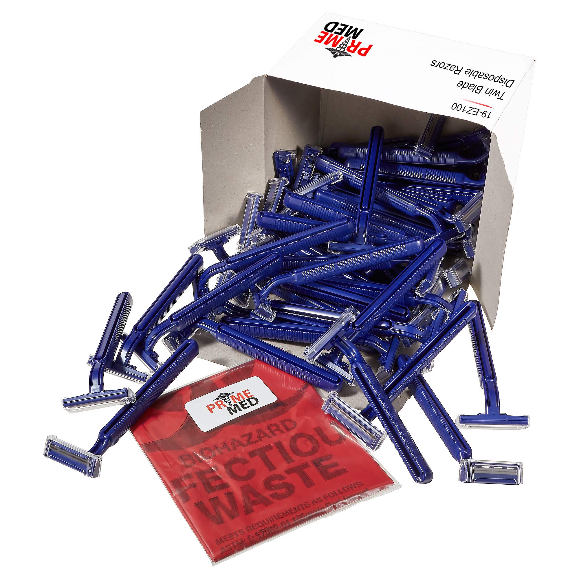 PrimeMed Biobag with 100 Disposable Twin Blade Razors at Bottom Pricing…