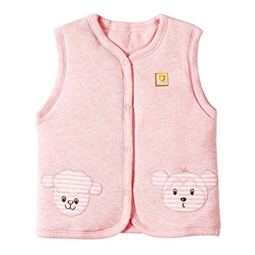 XYIYI Baby Warm Jacket Cotton Vest, Unisex Infant Toddler Padded Waistcoat Pink
