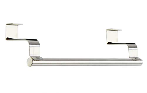 Home-X - Over-The-Cabinet Towel Bar, Metal Hanging Rack for Kitchen and Bathroom, Stainless Steel, 9" L x 2 1/2" W x 2 1/4" H