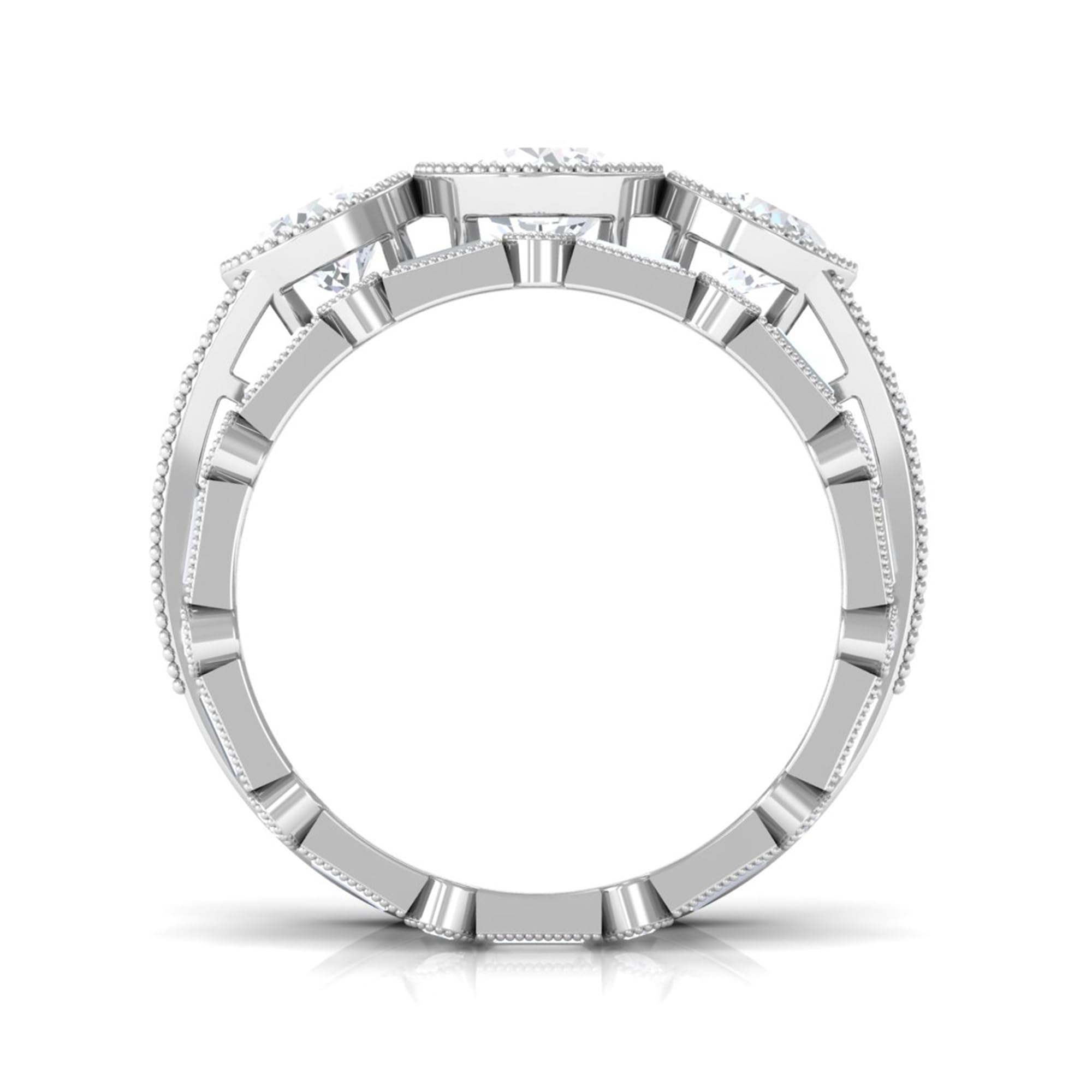 3.25 CT Moissanite Wedding Ring Set, Three Stone Moissanite Ring Set for Women, Gold Moissanite Bridal Ring Set, Certified Moissanite Ring Set, 14K White Gold, Size:US 9.00