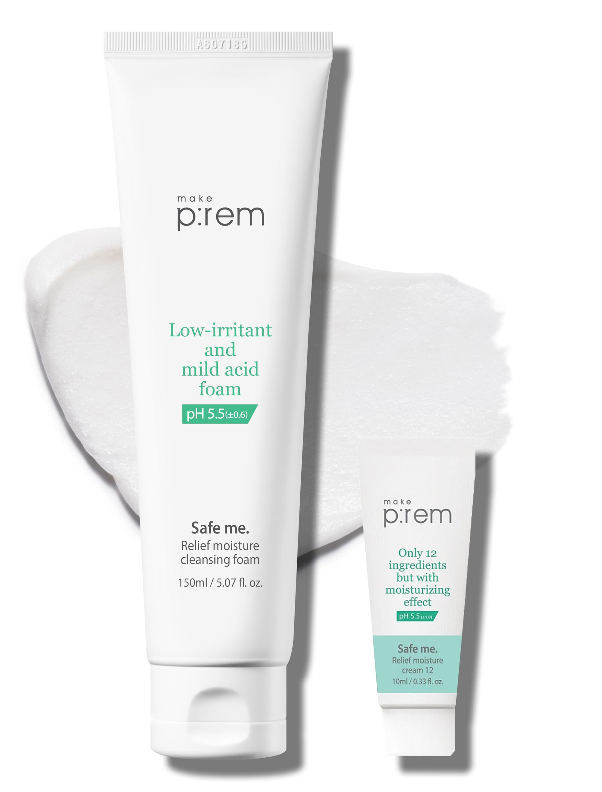 MAKEPREM Safe Me Relief Moisture Cleansing Foam, 5 Oz - Hydrating, Gentle, Non-Stripping, pH 5.5, Sub-Acidic, Age-Defying, Chemical-Free