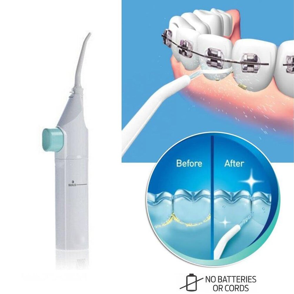 Portable Care Liquid Flosser, Cordless Travelling Liquid Jet Air Technology Dental Oral Irrigator or Air Flosser Liquid Pick for Teeth and Brace Cleaning White
