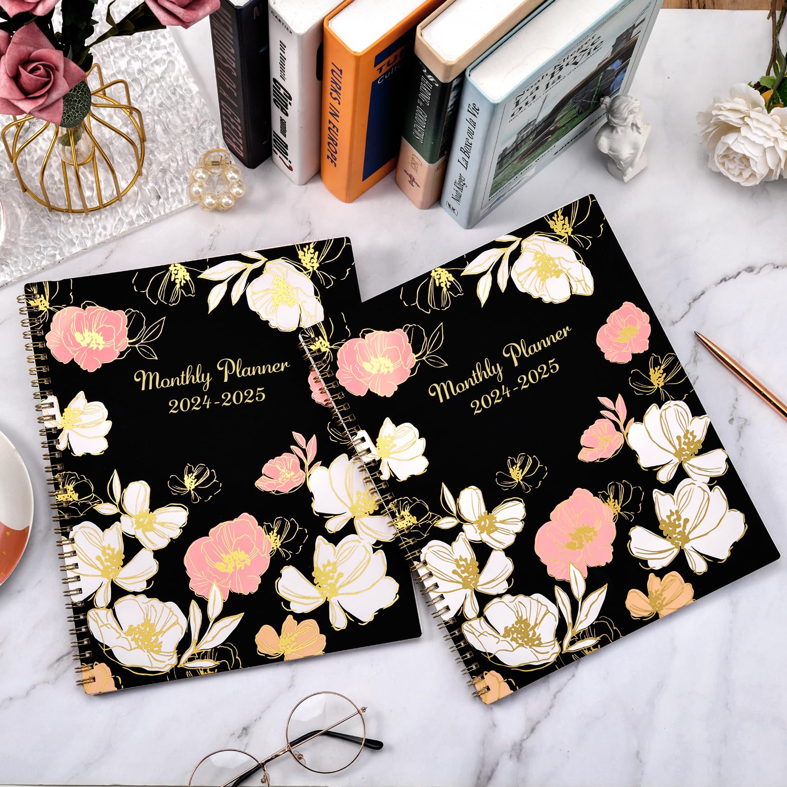 2024-2025 Monthly Planner/Calendar - 2 Year Monthly Planner 2024-2025, January 2024 - December 2025, 9" x 11" Planner with Monthly Tabs, Twin-Wire Binding, Two-Side Pocket, Perfect Organizer