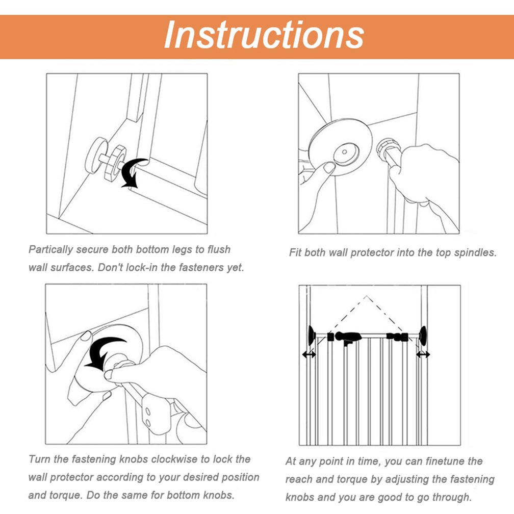 Eyech 4Pcs M10 Pressure Mounted Gate Screw Bolts, 10mm Threaded Spindle Rods Mounted Accessory for Walk Through Baby Safety Gates