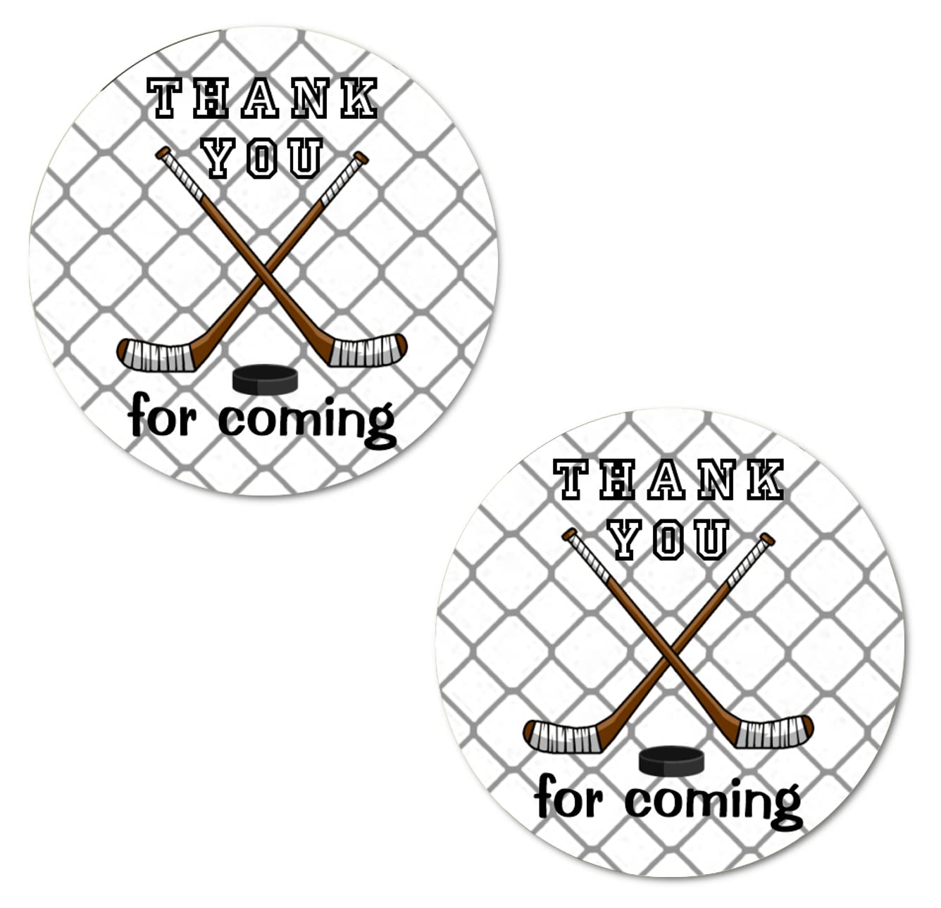 40 Thank You Hockey Labels, 2 Inch Big Round Glossy Stickers, Great Stickers for Birthday Party, Baby Shower, Wedding, Graduation, or Any Family Event Decorations, Made in USA