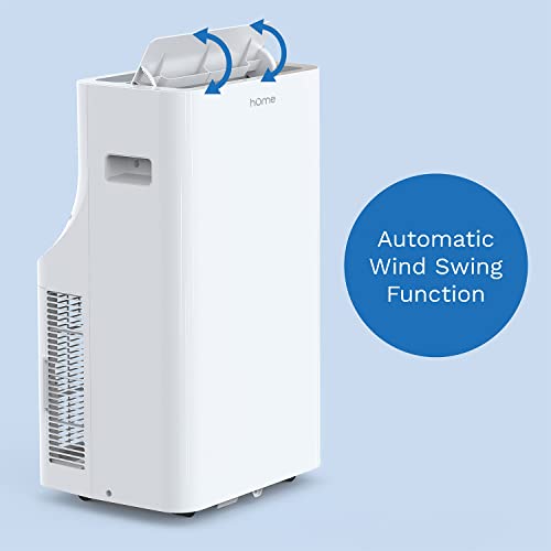 hOmelabs 7,200 BTU Portable Air Conditioner - Quiet AC Unit Cools Rooms up to 450 Square Feet - with Wheels, Washable Filter, Remote Control and LED Indicator Lights