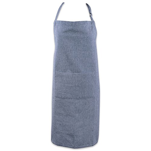 DII 100% Cotton Solid Chambray Kitchen Set, Chef Apron, Blue, 1 Piece