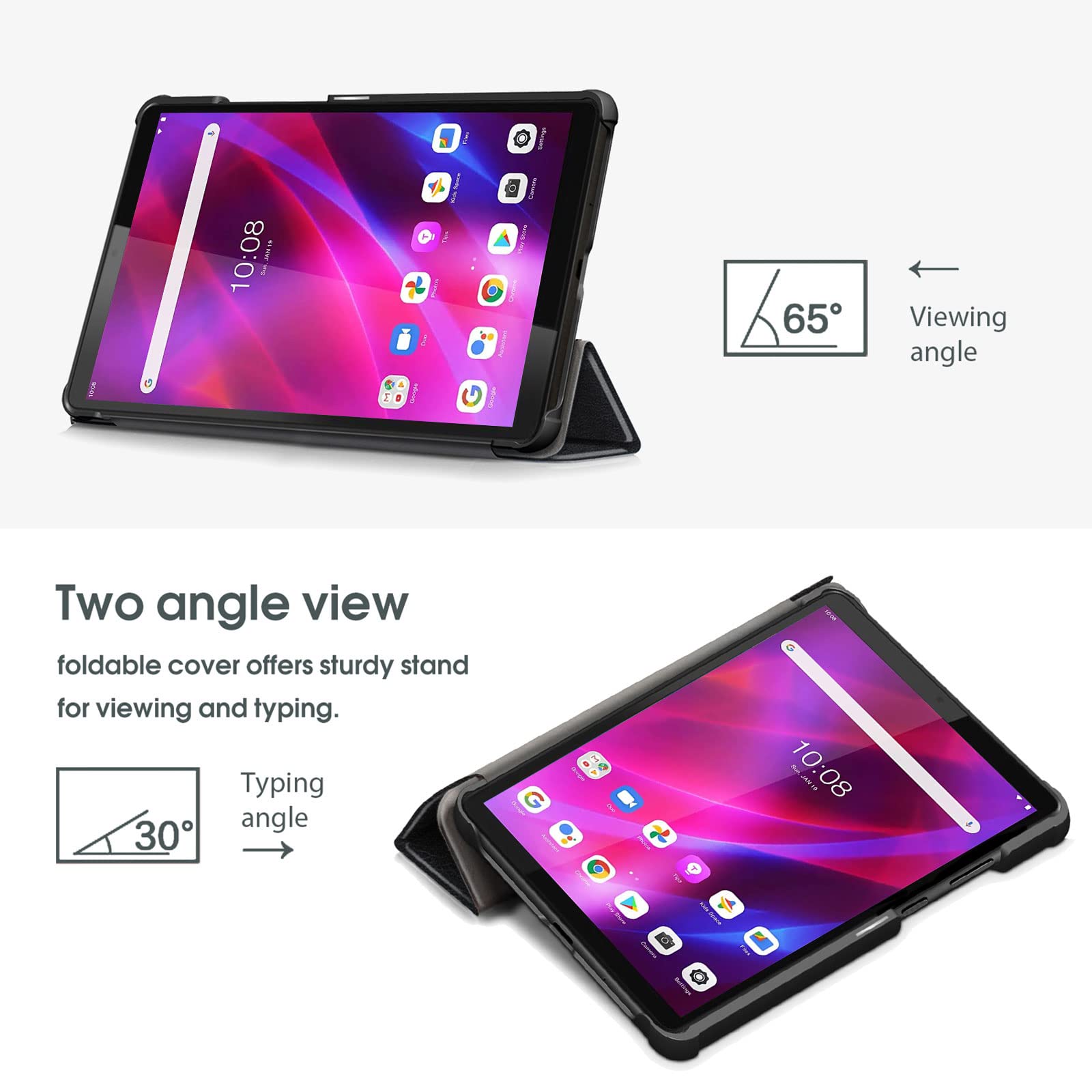 ProCase for Lenovo 8.0 Inch Tab M8 Gen 3 2022/ Smart Tab M8 Gen 3 2022/Tab M8 HD LTE 2021/ Tab M8 HD/Smart Tab M8/Tab M8 FHD 2019, Slim Hard Shell Protective Cover for Lenovo M8 8" Tablet -Black