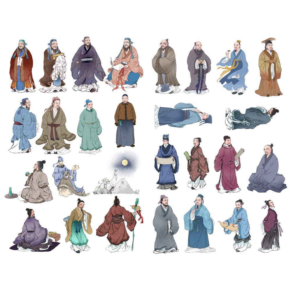 Seasonstorm Ancient Chinese Sages Aesthetic Diary Travel Journal Paper Stickers Scrapbooking Stationery Sticker Flakes Art Supplies (PK647)