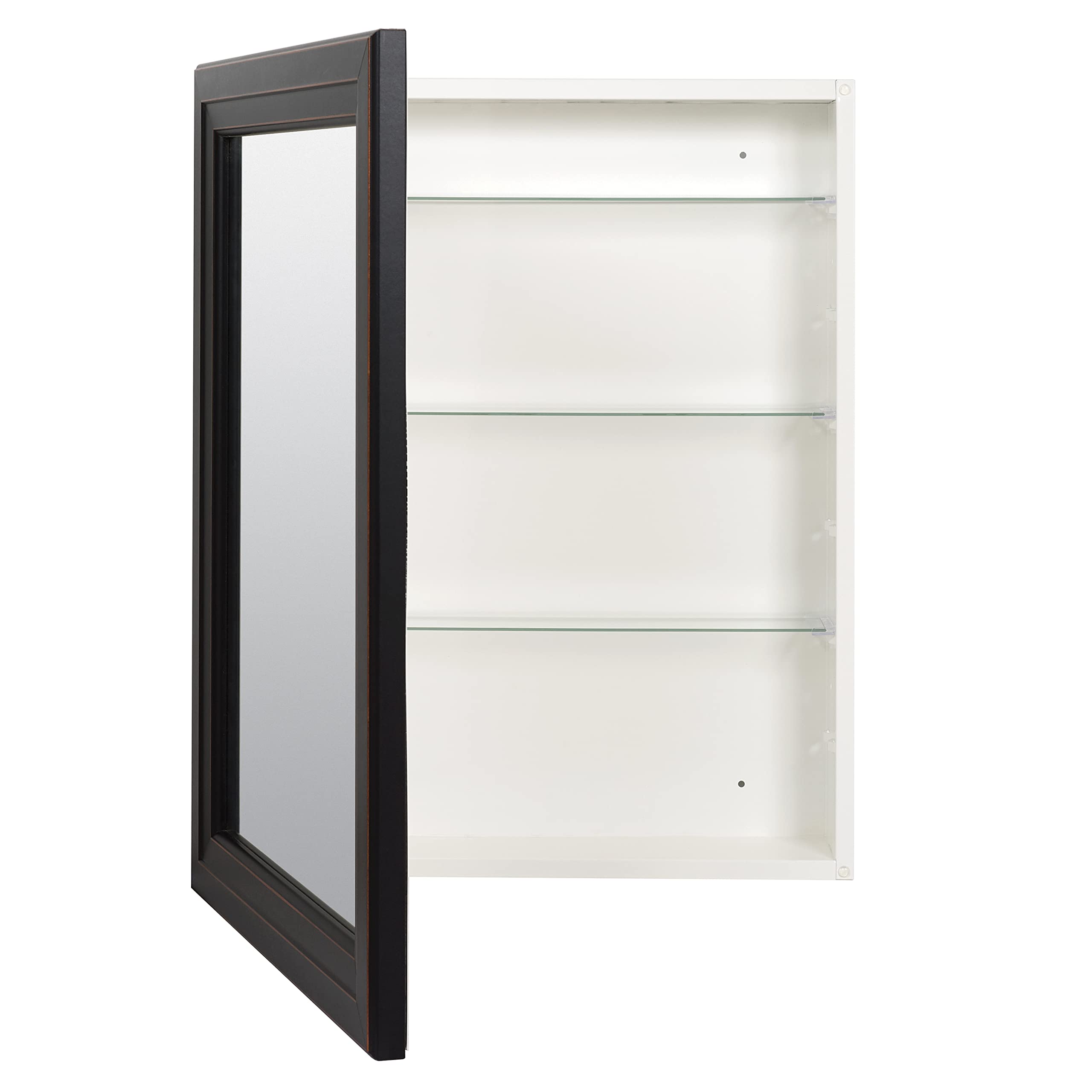 Zenna Home Surface or Recess Mount Framed Mirror Medicine Cabinet, 24.5β W x 30.5β H, Oil Rubbed Bronze