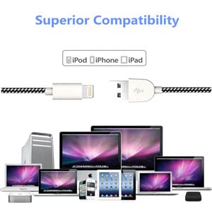 iPhone Charger Cable MFi Certified Lightning Cord 5Pack 3FT/6Foot/10Feet Sharllen Nylon Braided iPhone Charger USB Fast Charging&Syncing Wire Compatible iPhone12/11Pro/XS/Max/XR/X/8P/7/6/iPad White
