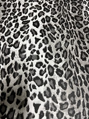 FABRICS FOREVER Faux Leather Leopard White Black Upholstery Fabric by The Yard - 1 Yard 54" x 36" Wide | Leopard White Black Vinyl Fabric Material Faux Leather Sheets for DIY, Upholstery Crafts