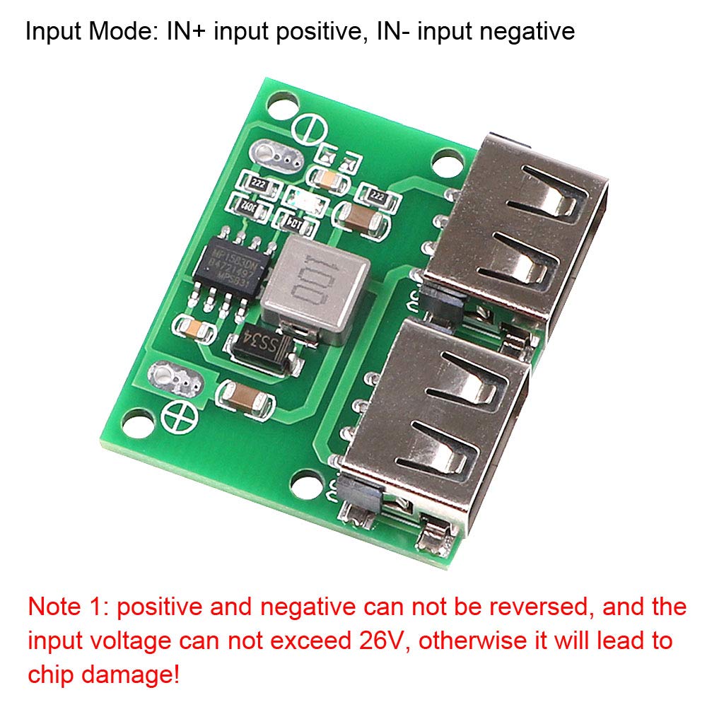 MakerHawk 4pcs USB DC-DC Voltage Buck Regulator Step Down Power Supply Module 9V 12V 24V to 5V Dual USB Output Buck Voltage Board 3A 6-26V Car Charge Charging Regulator
