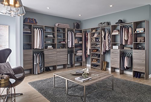 ClosetMaid SuiteSymphony Wood Closet Drawer, Add On Accessory, Modern Style, For Storage, Closet, Clothes, 16β x 10β Size for 16 in. Units, Natural Gray/Satin Nickel