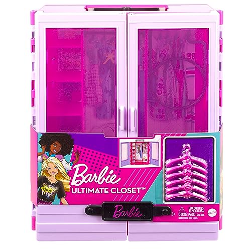 Barbie Fashionistas Playset, Ultimate Closet with 6 Hangers and Multiple Storage Spaces, Plus Fold-Out Clothing Rack