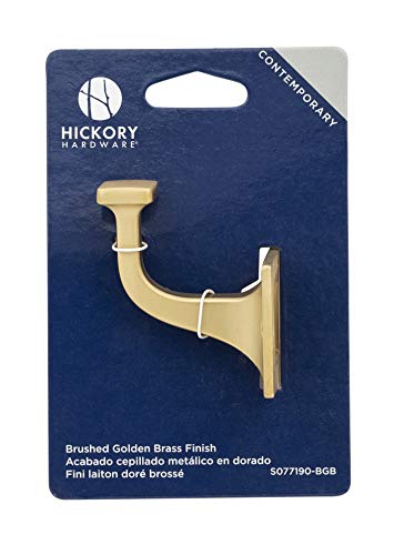 Hickory Hardware Forge Collection Coat Hooks, Wall Hooks for Hanging Coats, Hats, Towels, Robes and More, 2-3/4 Inch Long, Brushed Golden Brass, 1 Pack