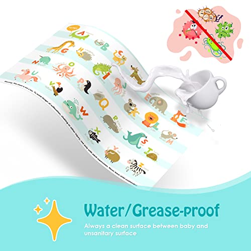 Disposable Placemats for Baby 40 Pack Stick-On Baby Placemat Alphabet ABC Animal Kids Table Mat for Restaurants Dining Table Travel Essentials for Toddlers