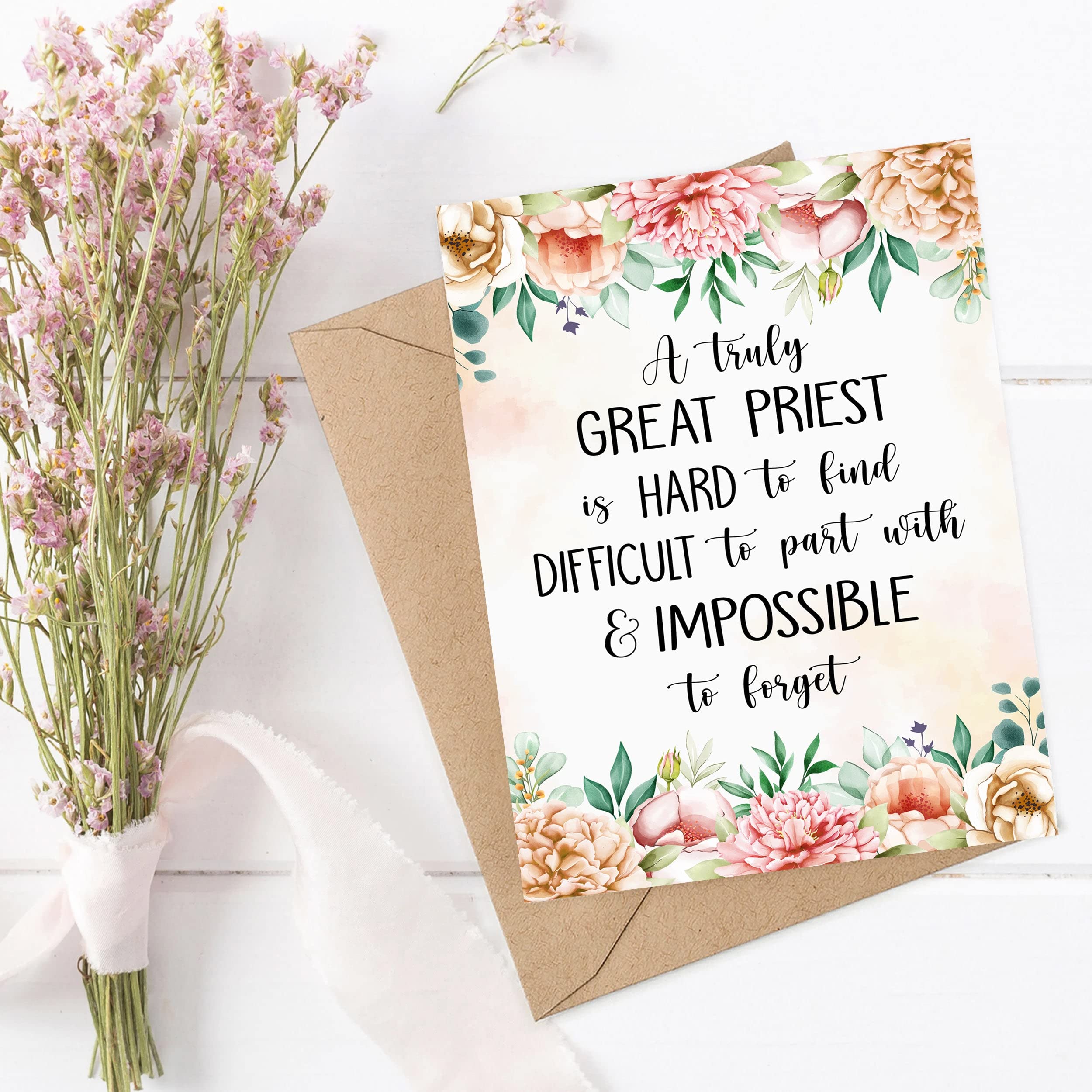 Emily gift Priest Card - Priest Leaving Card - A Truly Great Priest Is Hard To Find - Farewell Card - Appreciation Card - Retirement Card
