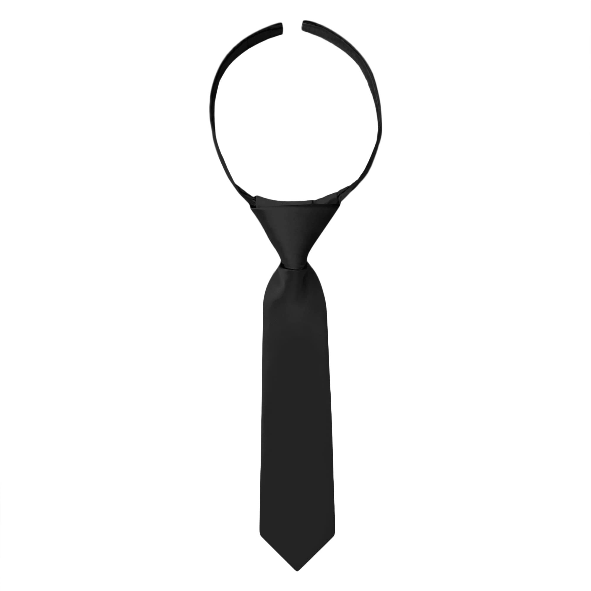 Jacob Alexander Infant's Toddler's 8" Pretied Solid Color Hook and Loop Band Tie (Black)