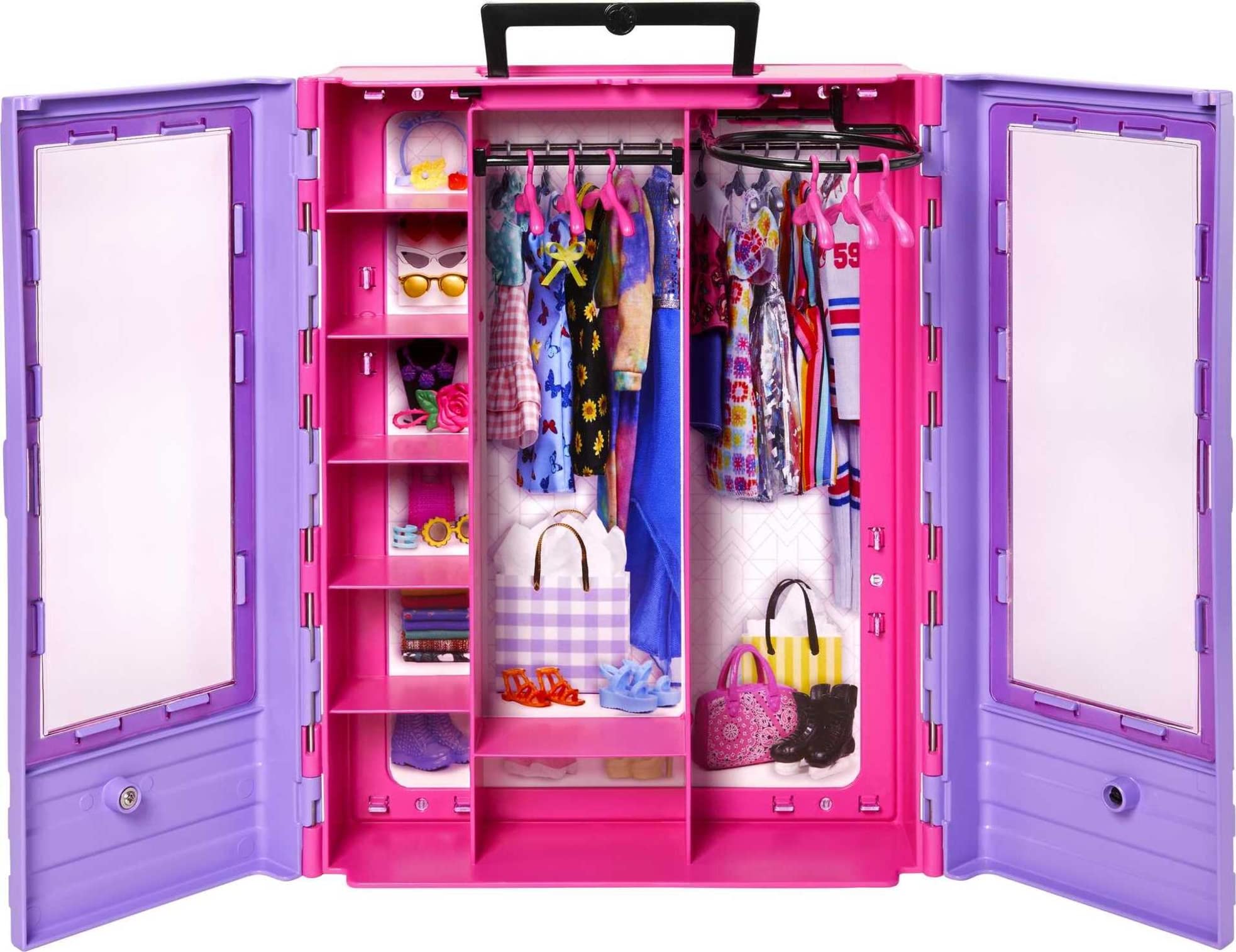 Barbie Fashionistas Playset, Ultimate Closet with 6 Hangers and Multiple Storage Spaces Plus Fold-Out Clothing Rack