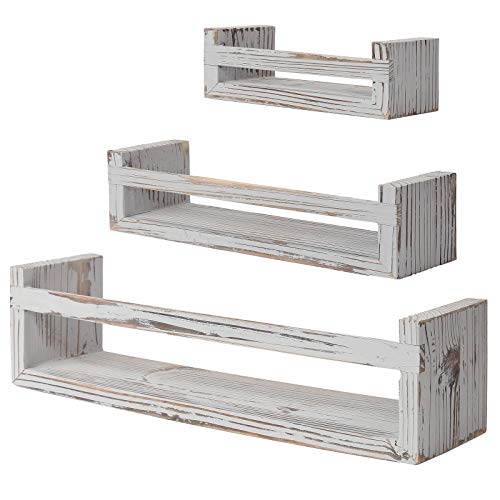 DOCMON Floating Shelves Set of 3, Wall Floating Shelf, Wall Nursery Shelves-Log Wall Mount Shelf for Bathroom Bedroom Living Room Kitchen Office and More