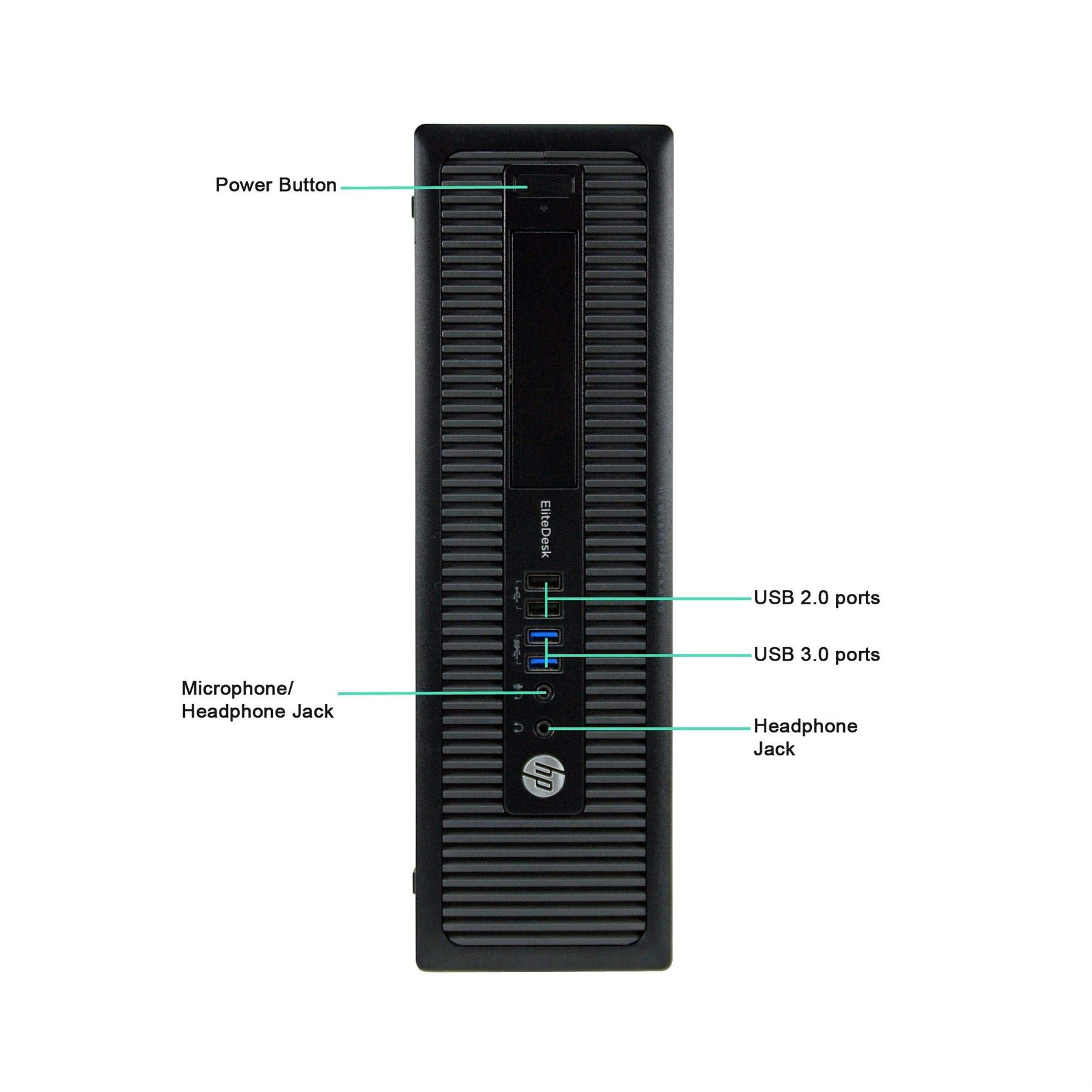 HP Elite Desk 800 G1 SFF Desktop PC - Intel Quad Core i5 4570 3.2Ghz 8GB DDR3 RAM, 512GB SSD, DVD ROM, Display Port, USB 3.0, VGA, Free Keyboard, Mouse, WiFi Adapter, Windows 10 Pro (Renewed)