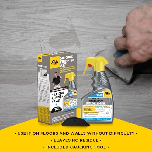 FILA Surface Care Solutions, Silicone Finishing KIT, Silicone Smoothing Spray, Suitable with caulking Tool kit and Silicone Tools, Perfect for Finishing Silicone Spray, Caulk Tool Included, 24oz