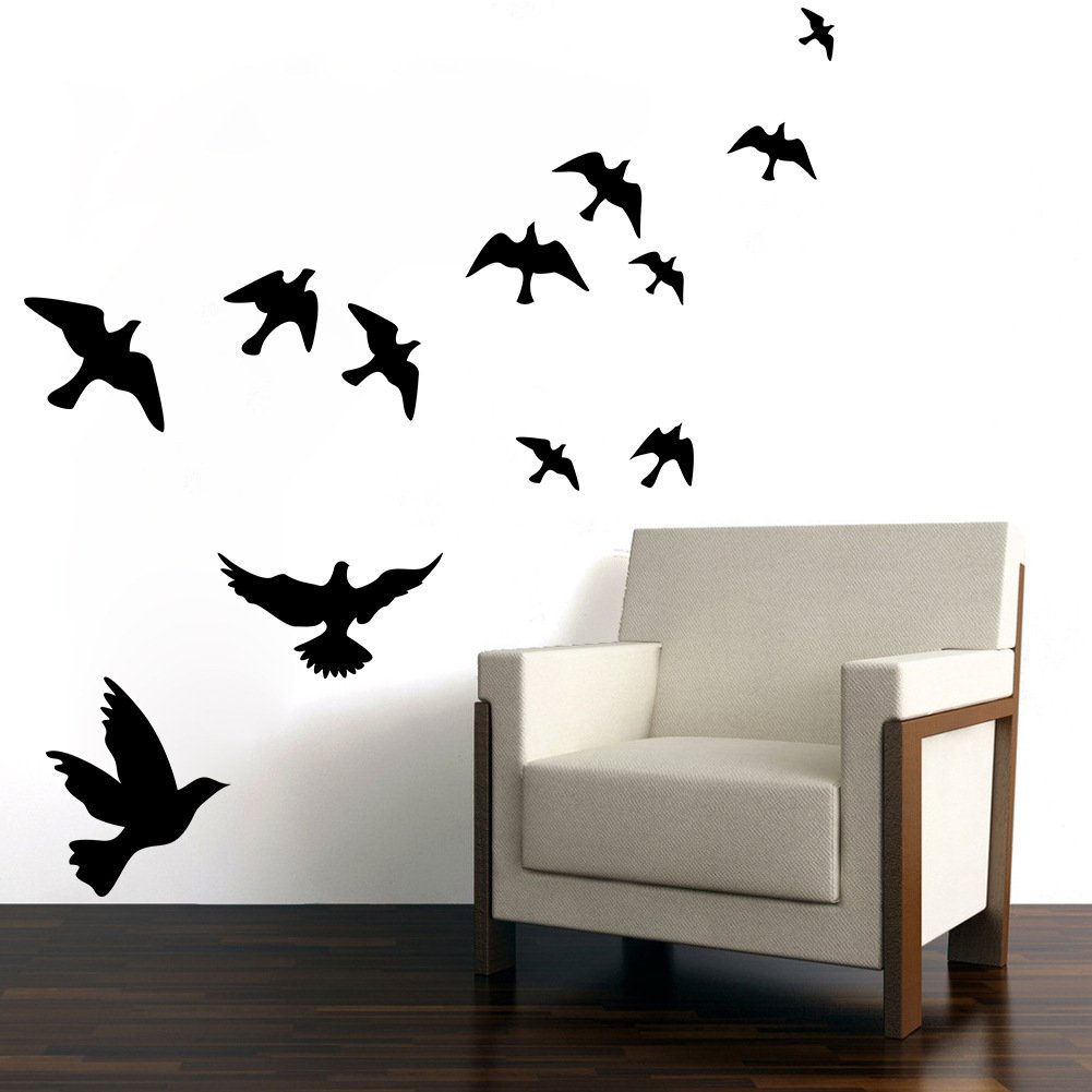Flying Black Bird Flying High to Sky 3D Removable Vinyl Wall Decals Mural for Nursery Bedroom Tree Wall Decoration