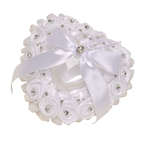 Amosfun Ring Bearer Heart Shape Bride Ring Cushion Ring Pillow for Wedding Engagement Ceremony Supplies