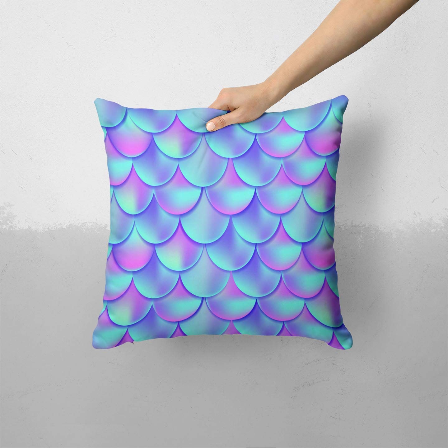 iiRov Holographic Mermaid Scales [Converted] - Custom Decorative Home Decor Indoor or Outdoor Throw Pillow Cover Plus Cushion Set for Sofa, Bed or Couch (Pillow CASE Cover Plus Cushion)
