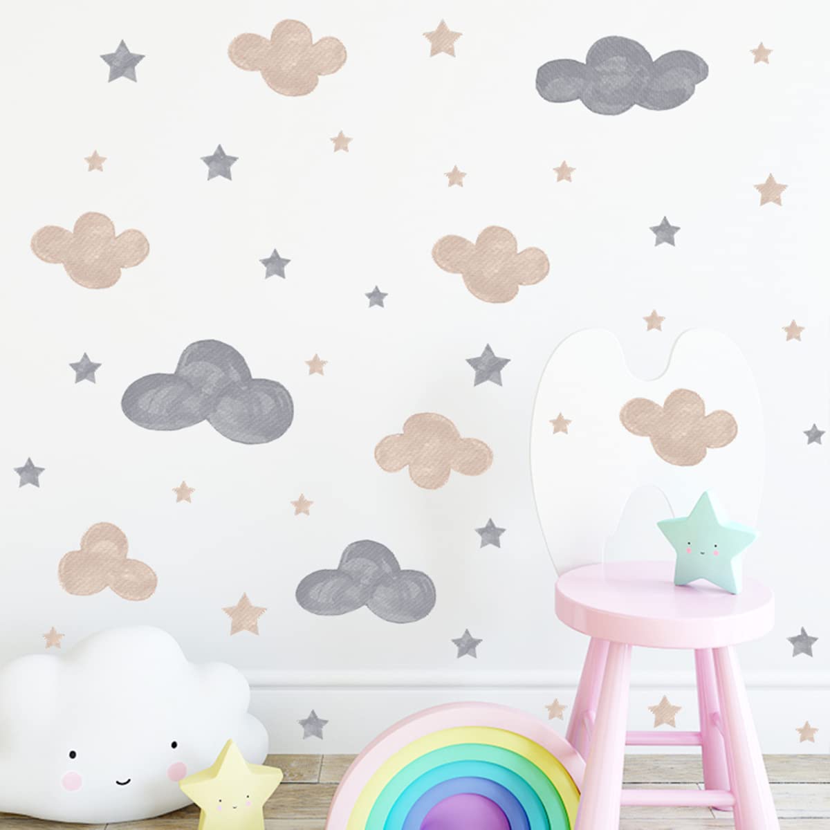 Clouds Wall Stickers, Cute Clouds Wall Decals for Little Girls Bedroom Nursery Kids Room Classroom Daycare and Party Decoration