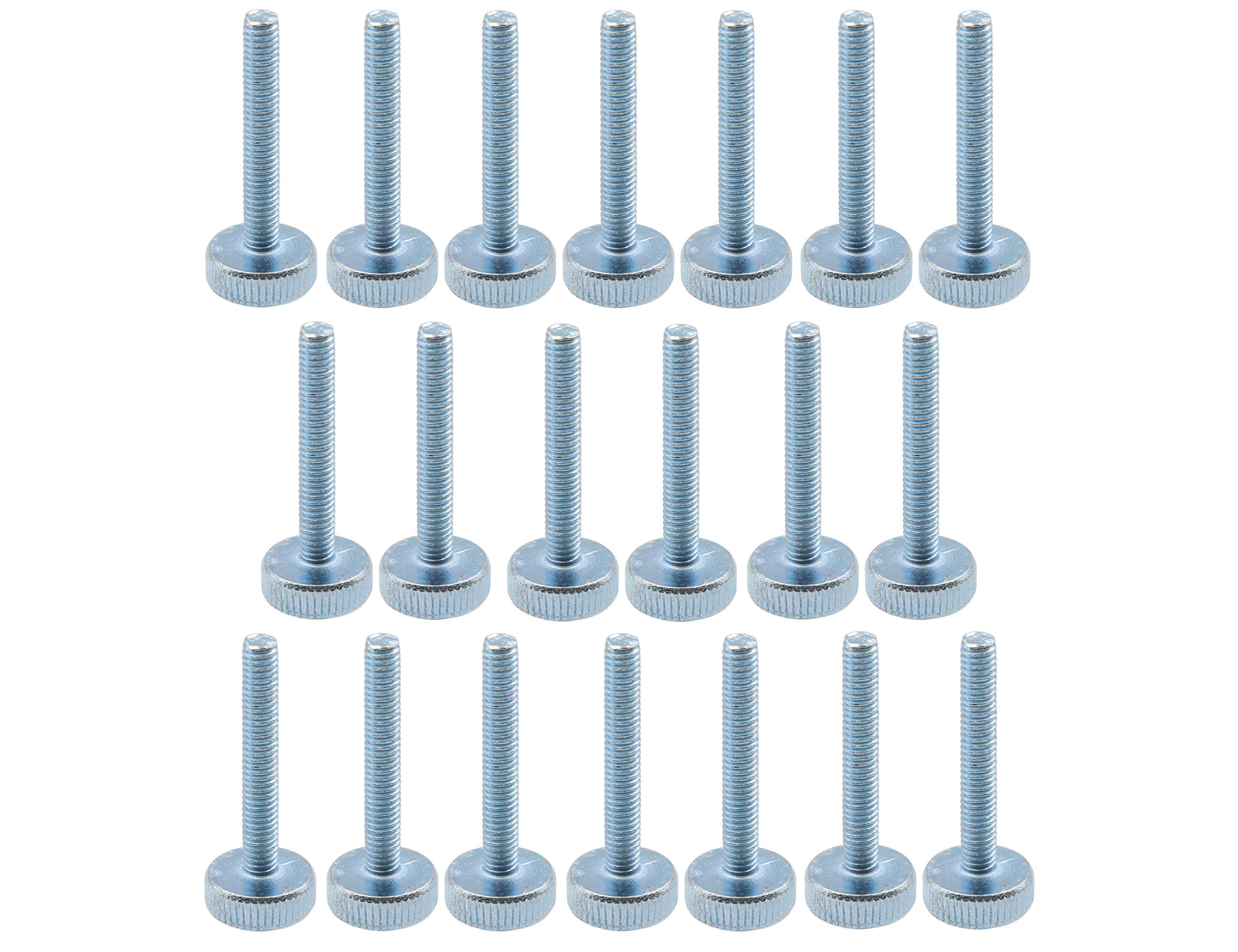 LBY 30pcs Knurled Hand Screw, M3 x 20mm Flat Knurled Head Fully Threaded Thumb Screws(Single Layer Step), Carbon Steel Galvanize