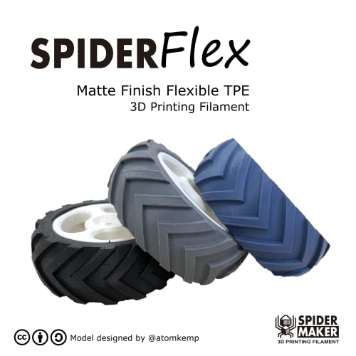 SpiderMaker SpiderFlex Matte Finish Flexible TPE(TPU) 3D Printing Filament - Shore 75A, 1.75mm, 500g (Iron Gray)