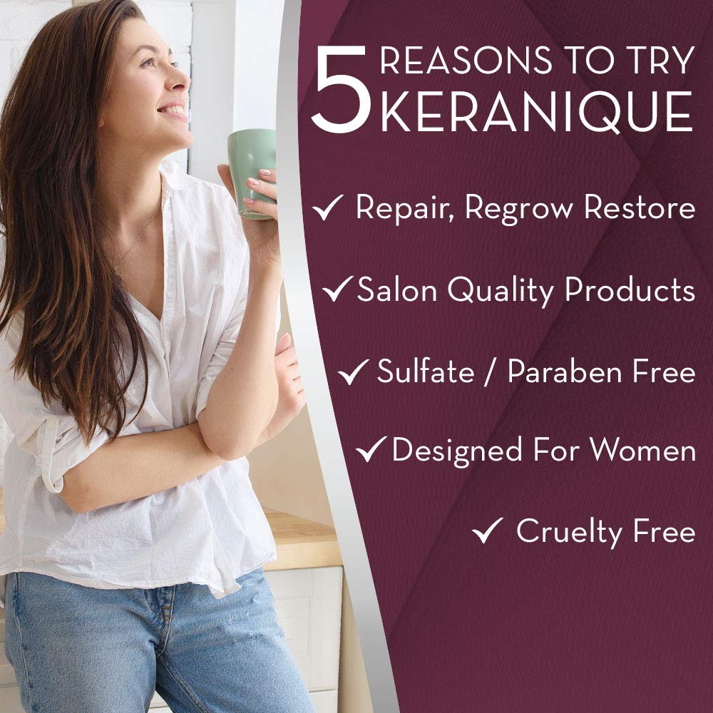Keranique Hair Growth Anti Thinning Scalp Stimulating Shampoo, Sulfate Free, Parabens Free and infused Keratin Amino Complex, 4.5 Fl Oz