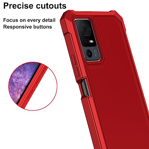 Ailiber for TCL 40 T Phone Case, TCL 40XL Case with Screen Protector 6.75", Dual Layer Structure Protection, Shock-Absorbing Corner TPU Bumper, Slim Silicone Rugged Cover for TCL 40 XL/TCL 40T-Red