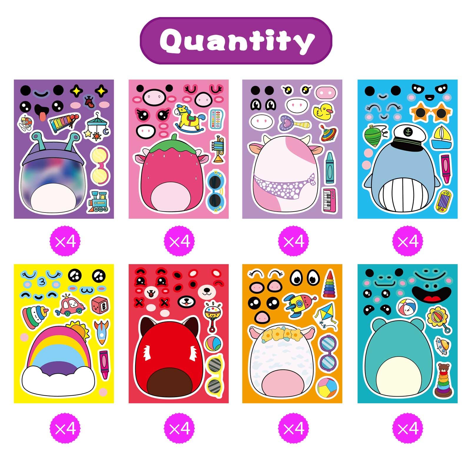 32 Pcs π’πΊπΎπ²πΌπ±πΆπͺπ΅π΅πΈππΌ Make a Face Stickers,Cartoon Stickers Book Crafts for Kids,DIY Party Supplies Favors Make Your Own Stickers Mixed and Matched with Different Designs Characters for Birthday Gifts