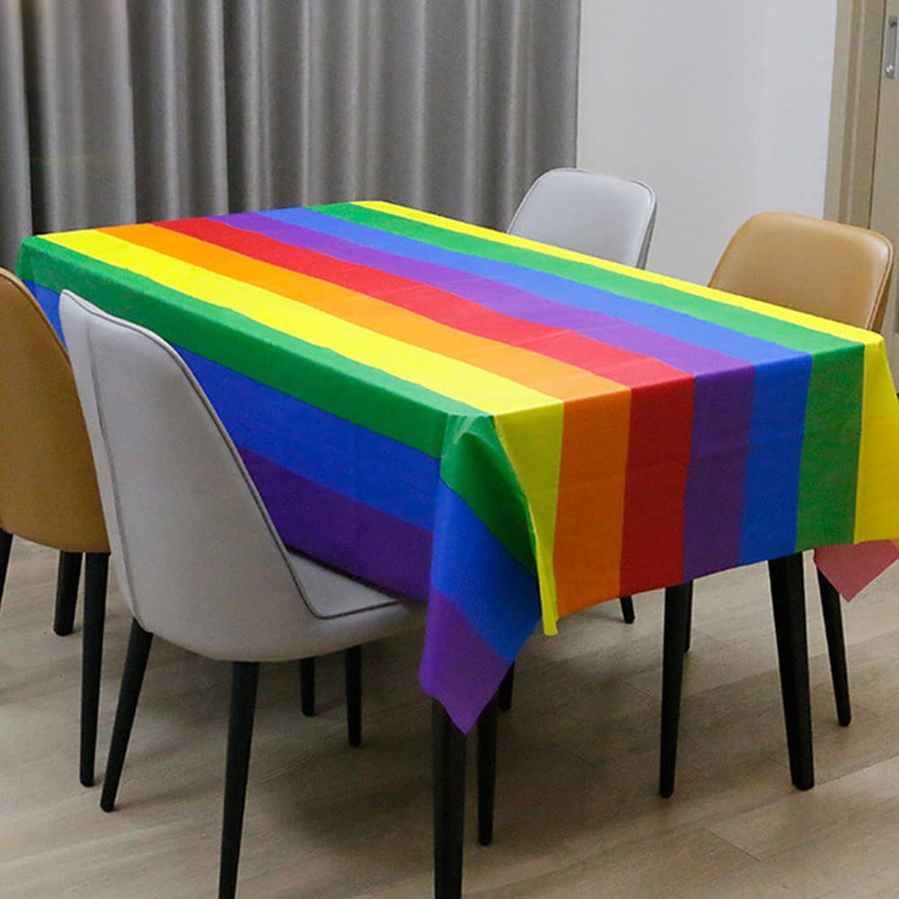 RCFFDL Pride Rainbow Tablecloth, 2 Pack Disposable Table Covers, 54" x 108" Plastic Table Cloth for Rectangle Tables for Wedding, Party, Banquet, Burgunday