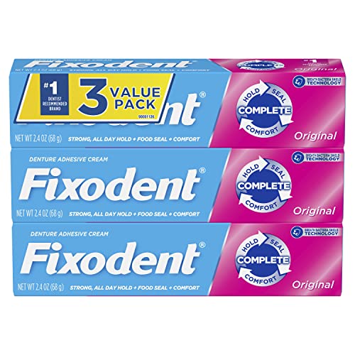 Fixodent Complete Original Denture Adhesive Cream, 2.4 Ounce (Pack of 3)