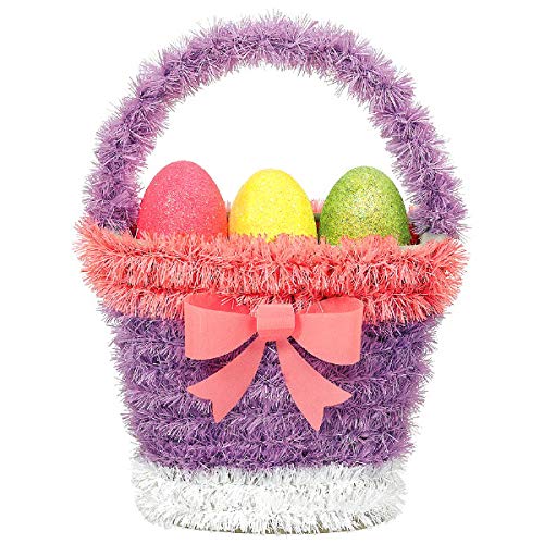 Amscan Easter Basket Tinsel Decoration, 6 1/4" x 4 1/2", Multicolor
