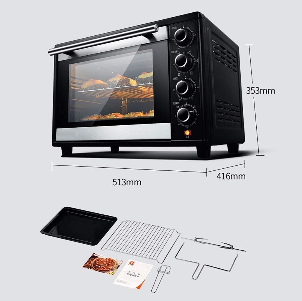 38L Black Mini Oven Adjustable Temperature 0-250 ℃ and 60 Minute Timer 5 Baking Modes Household Multi-Function Electric Oven Double Glass Door 1800W Commodity Code: LXJ-65
