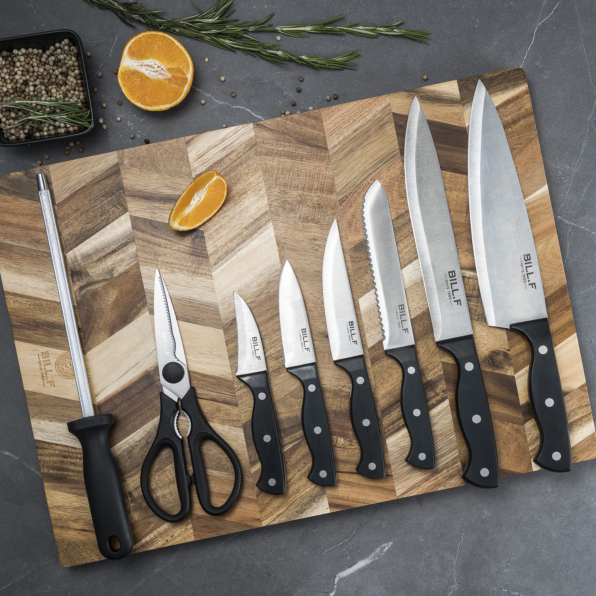 Knife Block with Kitchen Knives Set 16 Pieces Ultra Sharp Stainless Steel Knife for Kitchen Home Essentials Chef Knife Set with Wood Block