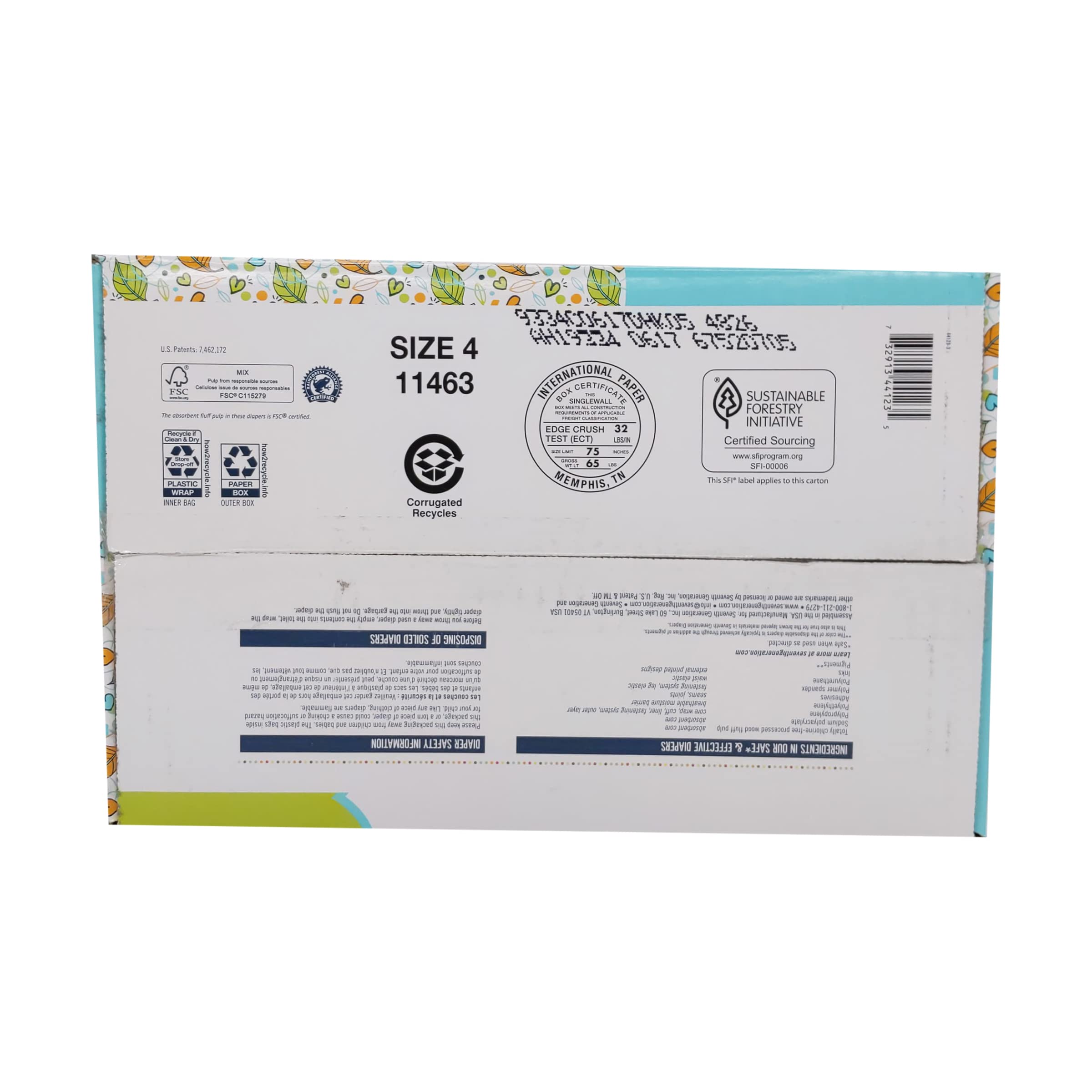 SEVENTH GENERATION Diapers Size 4 Value Pack, 81 CT