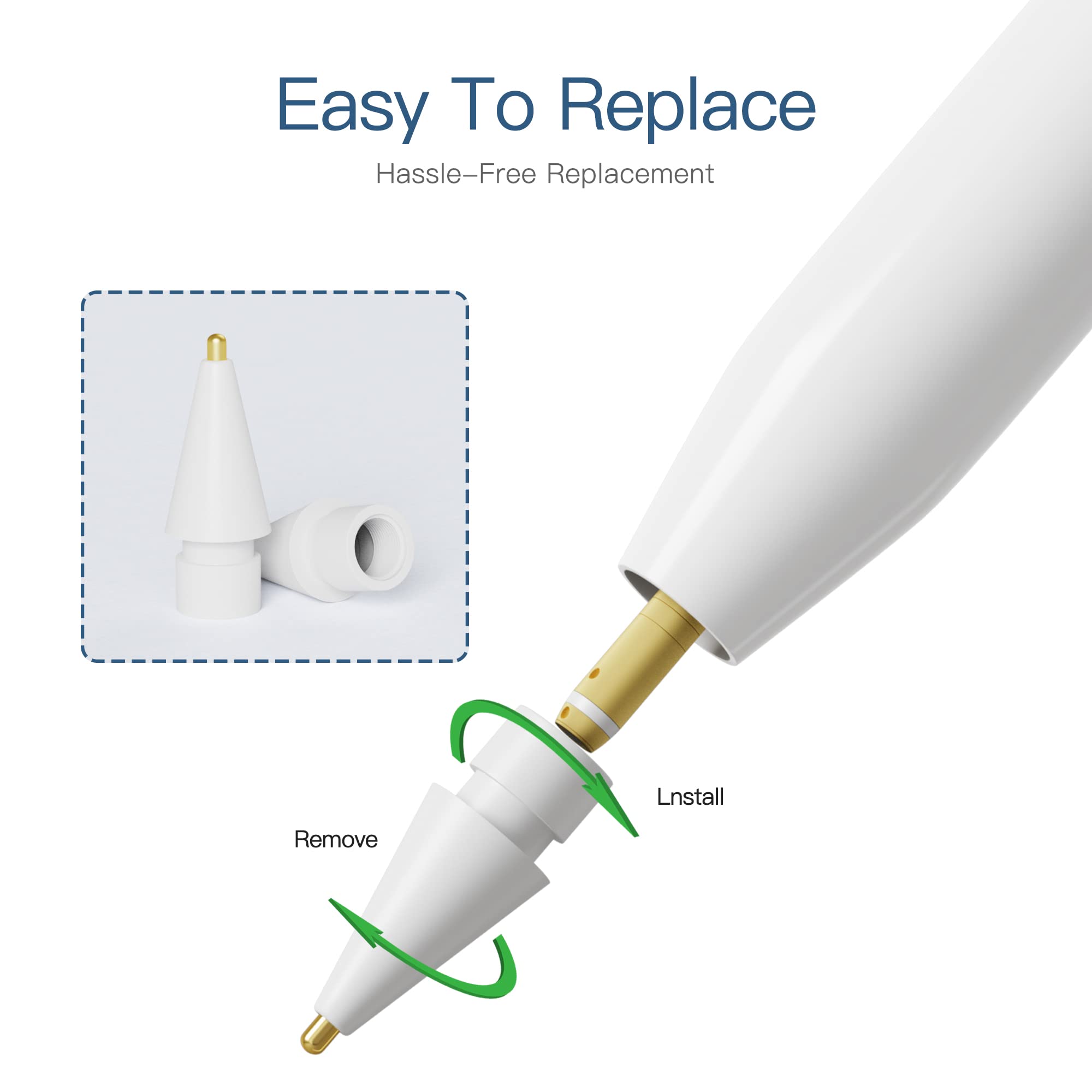 4 Pack Compatible with Apple Pencil Tips,Never Wear Design