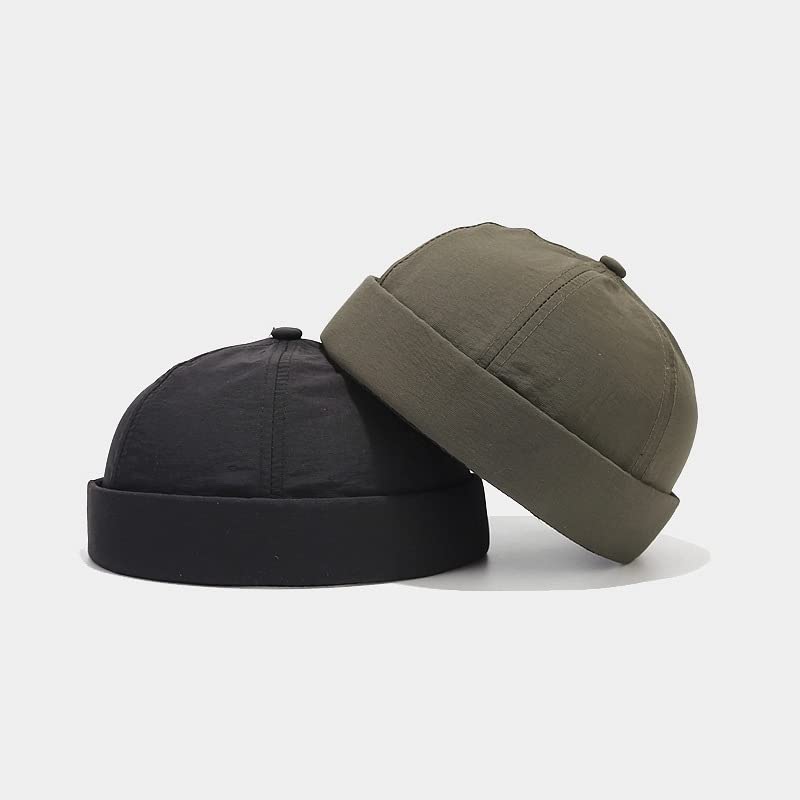4 Pack Docker Hat Brimless Hats Skullcap Beanie Hat Cap for Men Women Corduroy Retro Style Rolled Cuff Harbour Hat (4 Pack)