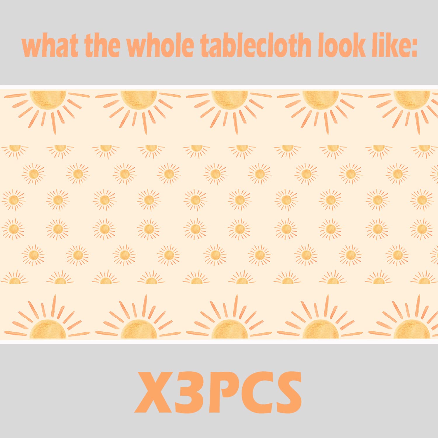 BIGKEOKI 3pcs Boho Themed Sunshine Birthday Party Tablecloths Boho Party Decorations First Trip Inspired The Sun Birthday Decorations Boho Hippie Sunshine Sun Baby Shower Party Supplies Decorations
